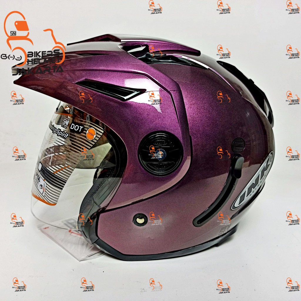Jual INK HELM T1 SOLID PURPLE DOUBLE VISOR HALF FACE | Shopee Indonesia