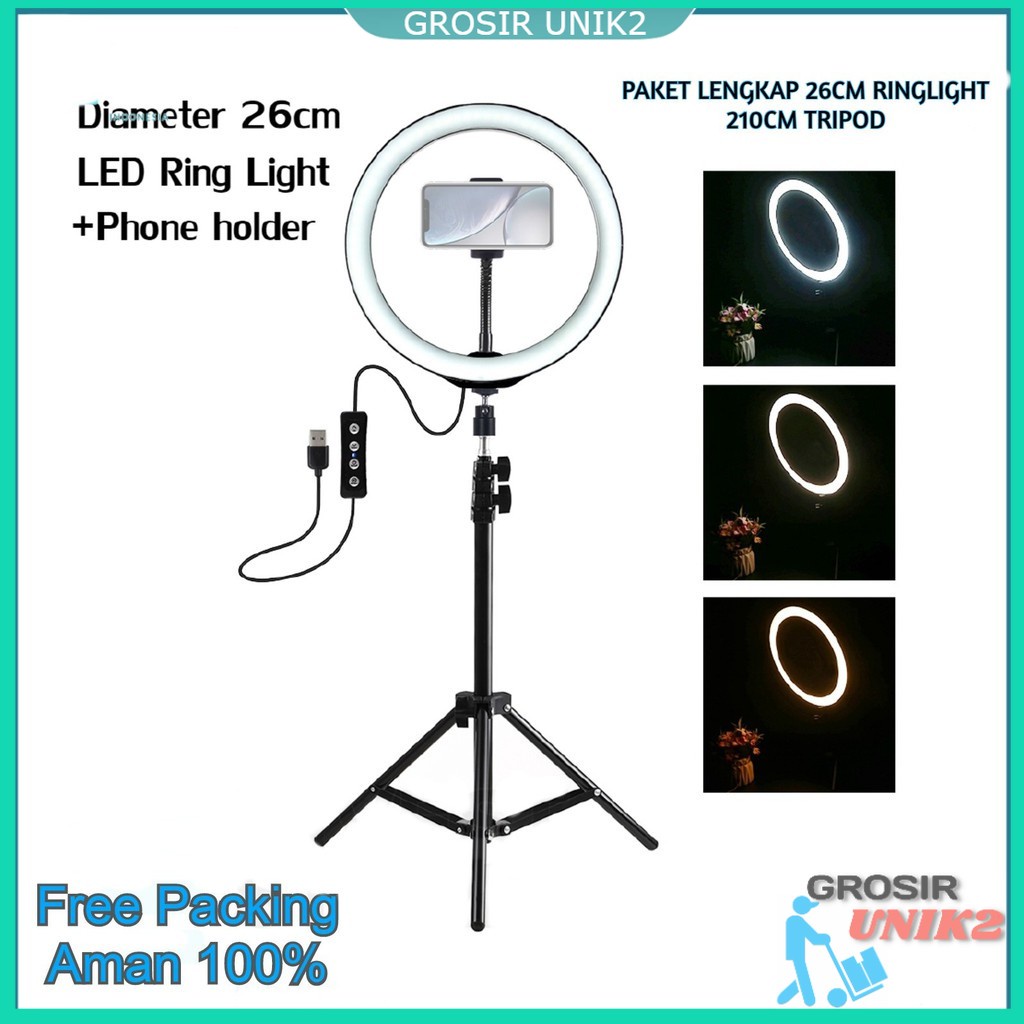 Jual Ring Light Led 26cm Lampu 26 cm Make Up Vlog Ringlight Tiktok ...