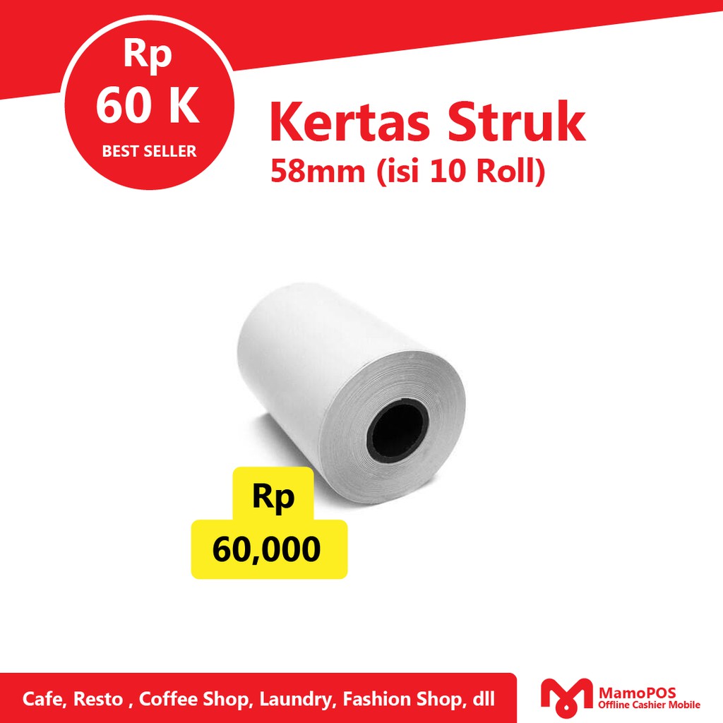 Jual Kertas Struk Kasir 58mm (isi 10 roll) | Shopee Indonesia