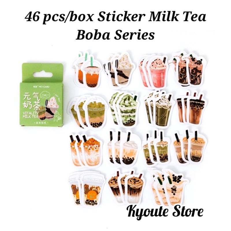 Jual 46 pcs Sticker Milk Tea Boba Series Drink Journal Scrapbook Diary ...
