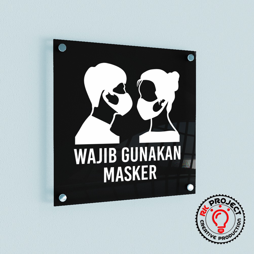Jual WAJIB MASKER SIGN BOARD AKRILIK ACRYLIC | Shopee Indonesia