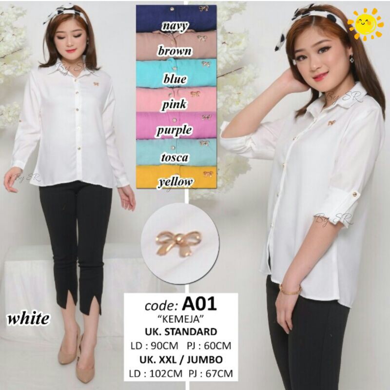 Jual BAJU ATASAN KEMEJA WANITA POLOS KEMEJA KERJA WANITA WARNA KEMEJA ...