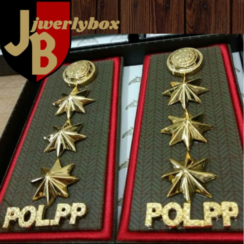 Jual pangkat pol pp PDH 4B mika akrilik kilap lis bordir merah | Shopee ...