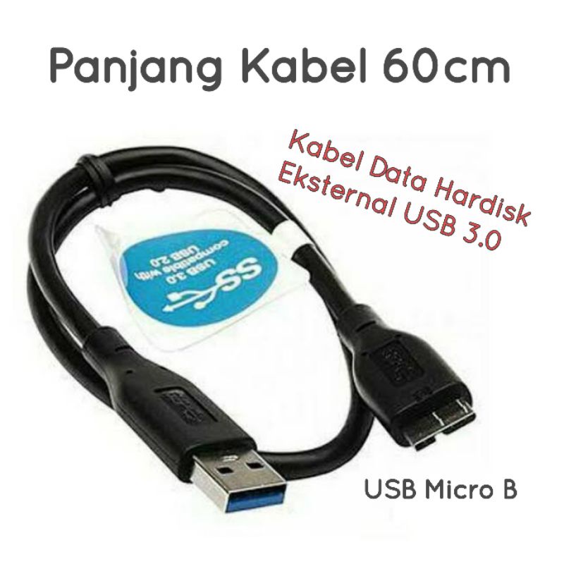 Jual Kabel Data Hardisk Eksternal USB 3.0 Micro B Panjang 60cm 100cm ...