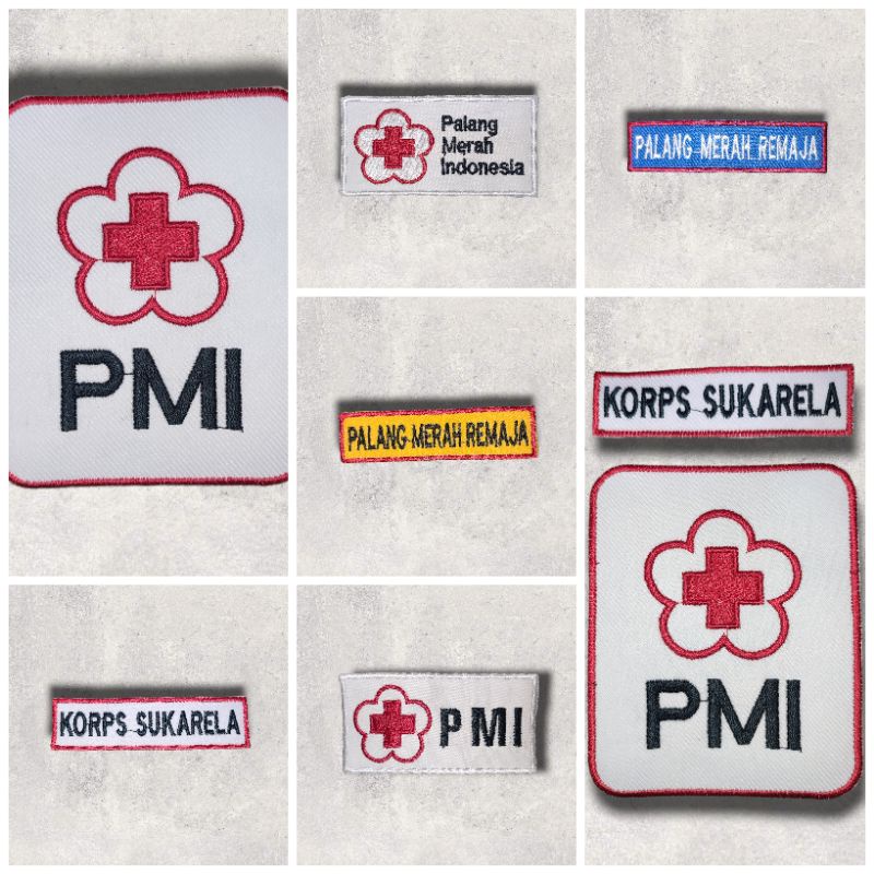 Jual Badge Logo Pmi Bordir untuk SD, SMP, SMA, KORPS SUKARELA ( 1 SET ...