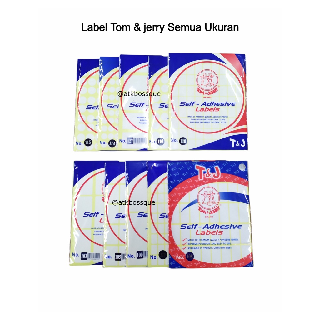 Jual Label Tom & Jerry T&J Sticker Semua Ukuran Jual Pak isi 10 Lembar | Shopee Indonesia
