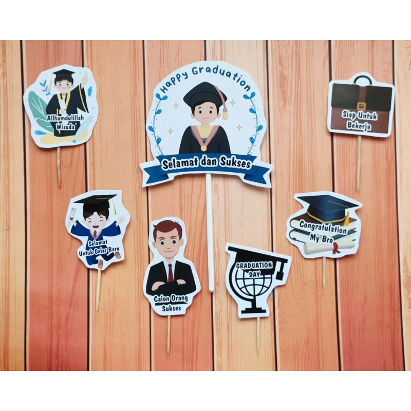 Jual topper toper hiasan tusukan kue cake nasi tumpeng wisuda kelulusan ...