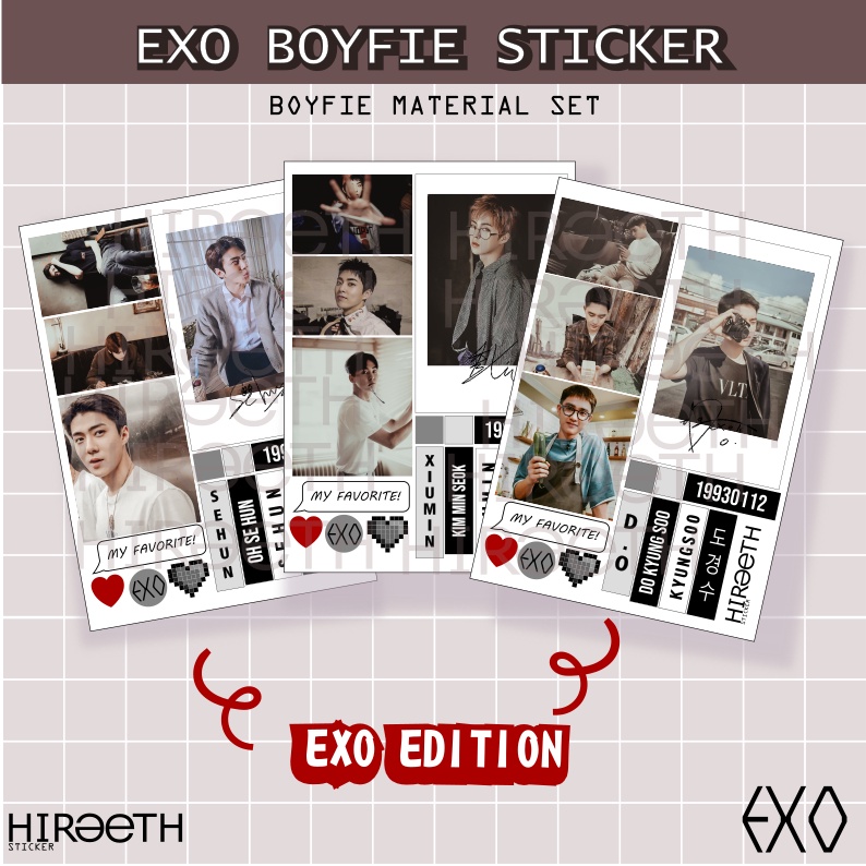 Jual Stiker exo Boyfie Material Aesthetic Sticker Lucu EXO xiumin suho ...