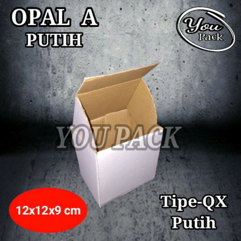 Jual KOTAK KARDUS OPAL A 12X12X9 CM TIPE-QX PUTIH POLOS DUS BOX PACKING | Shopee Indonesia