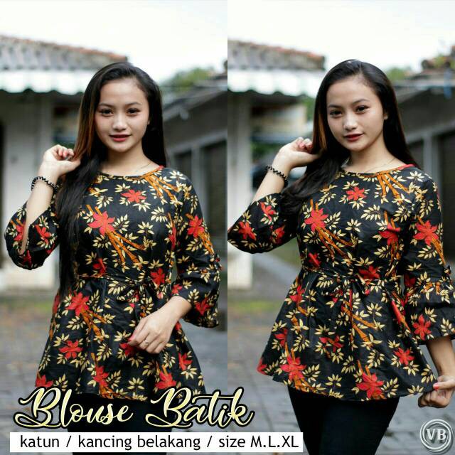 Jual BLOUSE BATIK SAKURA SOGAN BAJU BATIK WANITA MODERN MONALISA GENES ...