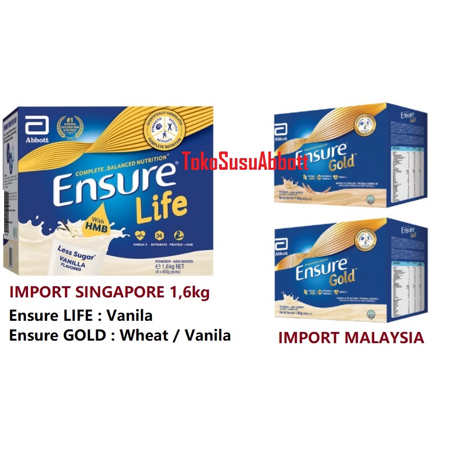 Jual 1,6kg 1600gr Susu Abbott Ensure Gold Life Malaysia Singapore | Shopee Indonesia