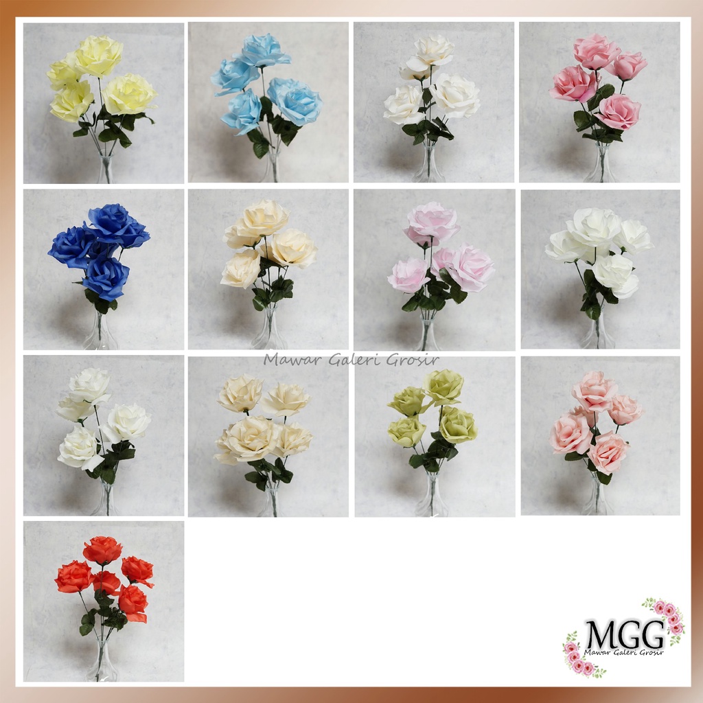Jual Bunga Mawar Rose Ulir Cabang 5 (Satuan) Bunga Dekorasi Artificial ...