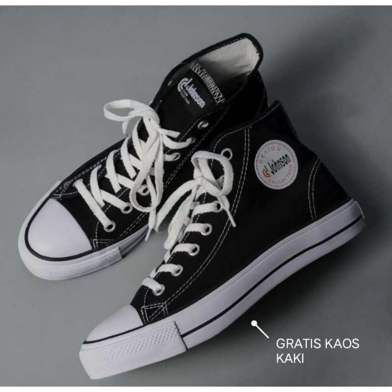 Jual Sepatu Johnson Basic Black White Original Sepatu Jhonson Hitam ...