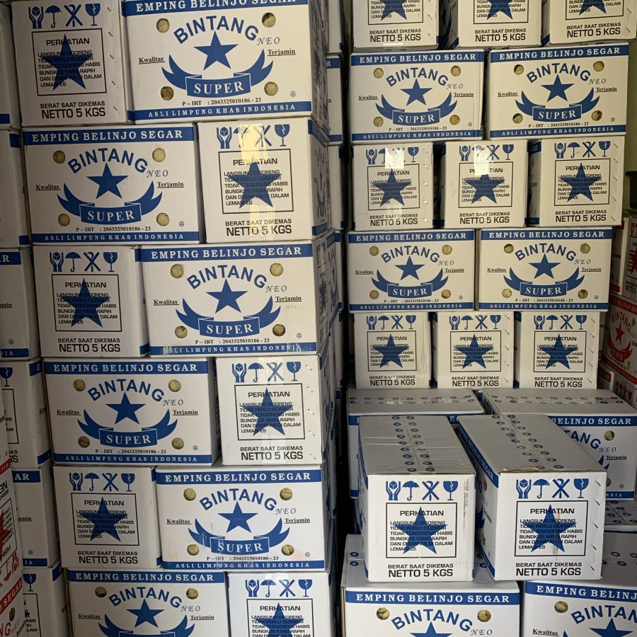 Jual Emping Belinjo Melinjo Segar Limpung Bintang Super Biru 1 Bal Dus ...