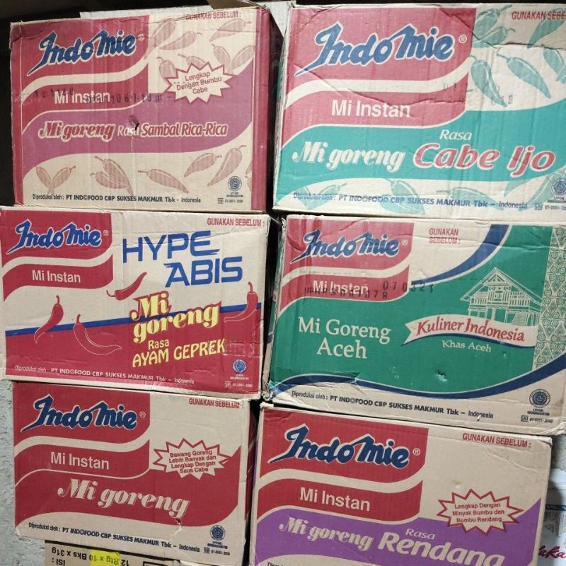 Jual Indomie Goreng/Rendang/Cabe Ijo/Ayam Geprek/Rica Rica/Aceh (KARTON ...