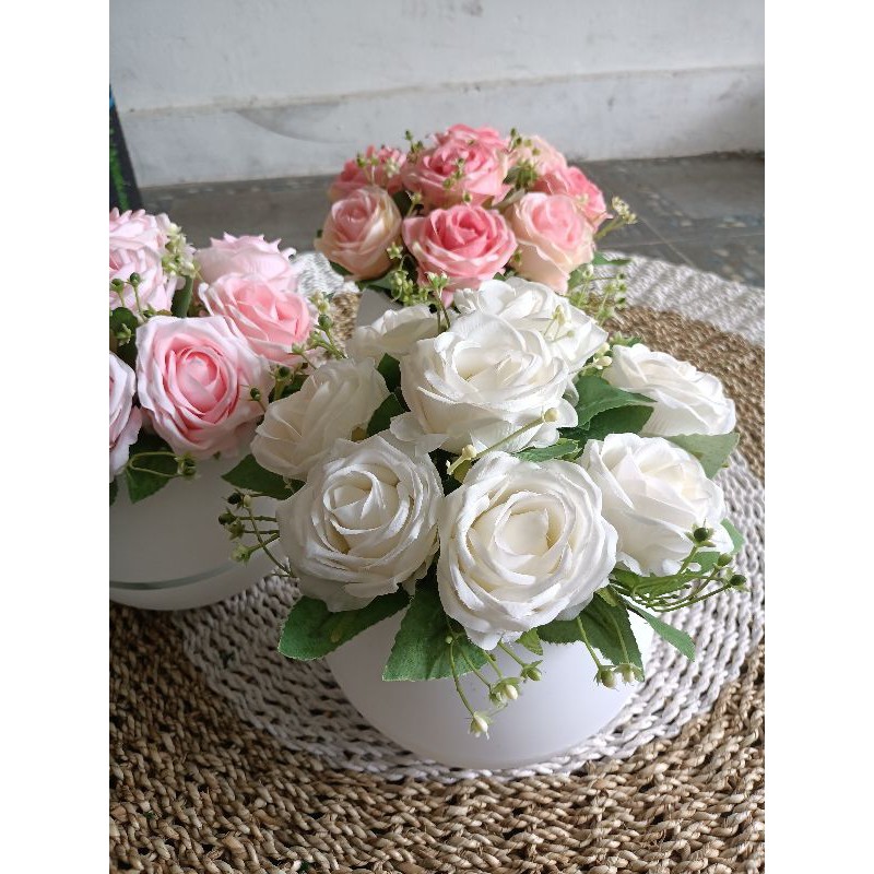 Jual Mawar vas bola artificial mawar premium Bunga mawar shabby ...