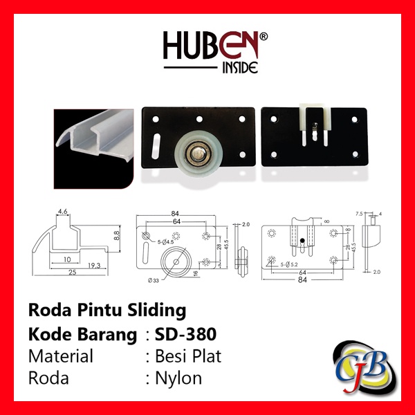 Jual Roda Pintu Sliding Huben SD-380 | Shopee Indonesia