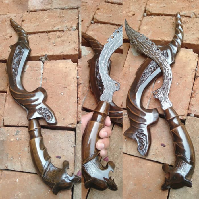 Jual Unik Kujang Esak Model Pamor Kayu Ukir Limited | Shopee Indonesia
