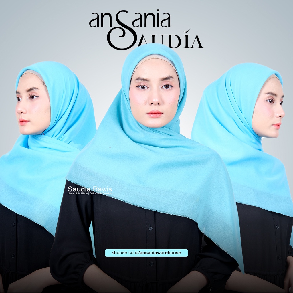 Jual Saudia Rawis Segi Empat - Hijab Kerudung Jilbab Saudia Rawis Polos Biru Muda - Ansania ...