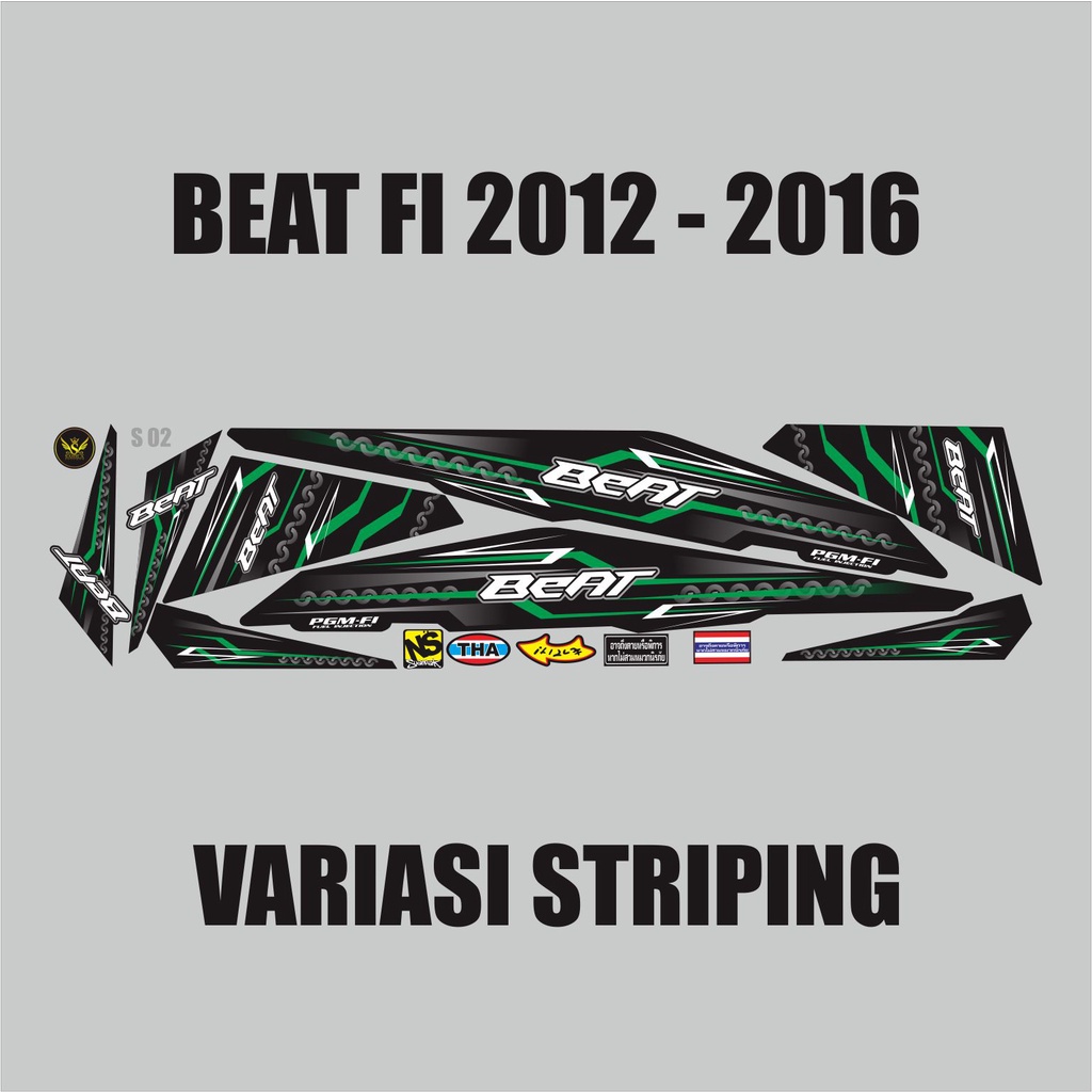 Jual STRIPING STICKER HONDA BEAT FI S 02 VARIASI HIJAU TUA / BEAT FI ...