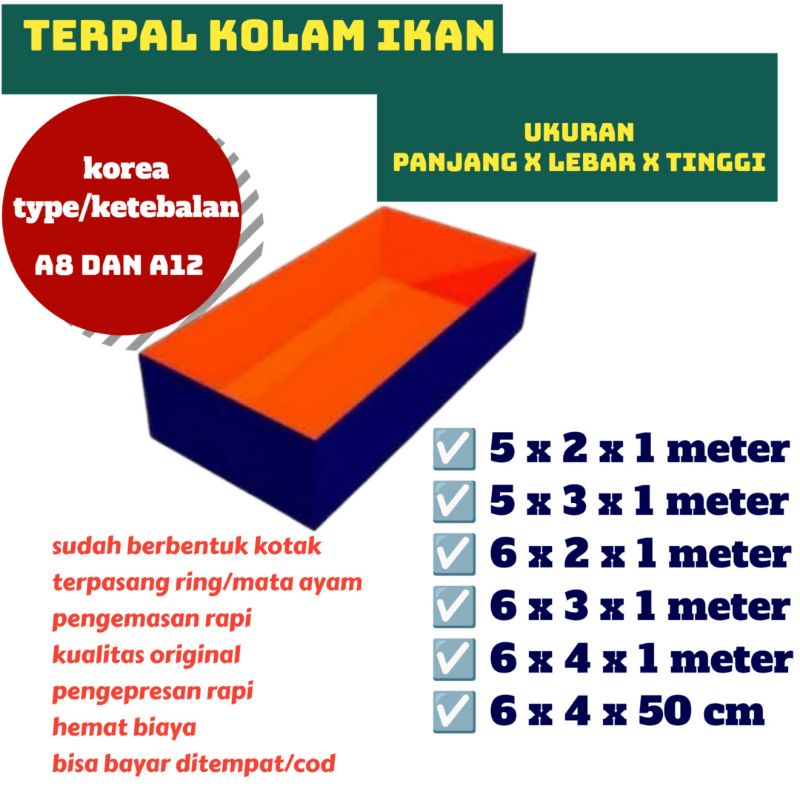 Jual terpal kolam ikan ukuran jumbo/besar type a8 dan a12 kolam terpal ...
