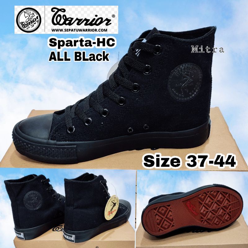 Jual WARIOR Sepatu Sekolah Kuliah Kerja Hitam Polos Tali Tinggi Warior ...