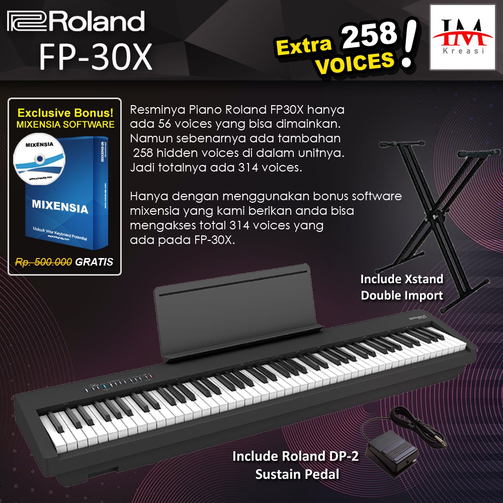 Jual Roland FP-30X + Stand / FP30X / FP 30 X Digital Piano | Shopee ...