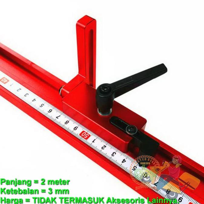 Jual alat Meteran Tempel DIY Table Saw Router Scale Bar Ruler 200cm 0 ...