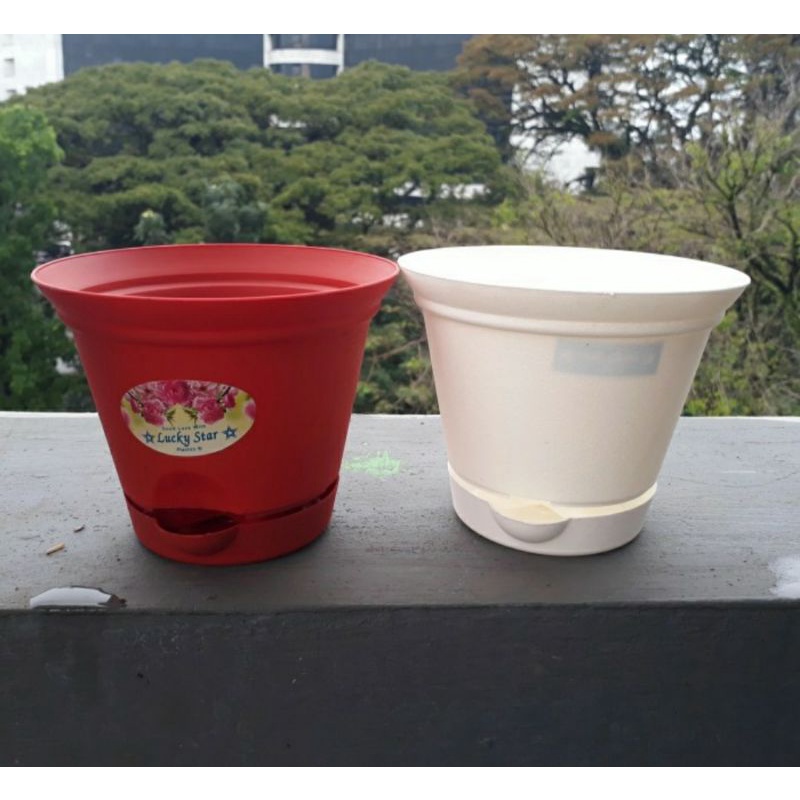 Jual Pot lucky star 5571, warna pot merah - putih | Shopee Indonesia