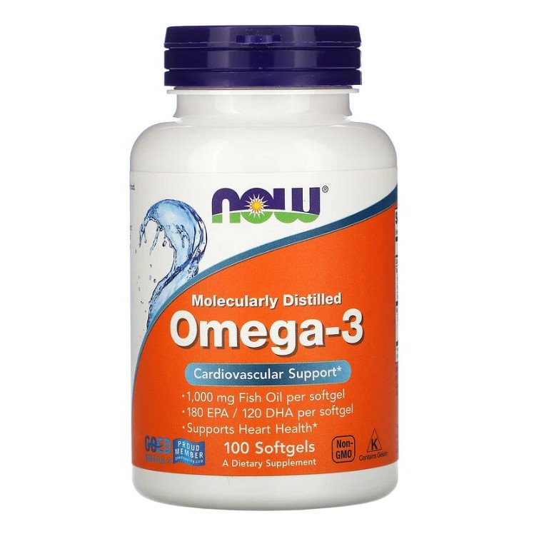 Jual Vitamin Suplemen Omega 3 1000 mg fish oil 180 EPA 120 DHA Now 100 ...