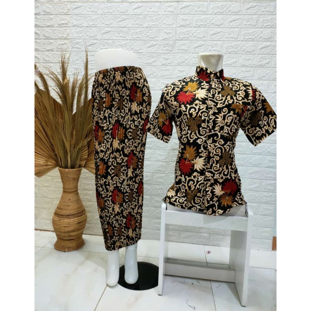 Jual SELLYshop BATIK SET COUPLE PLISKET+KEMEJA MOTIF KANTIL BAHAN PRADA ...