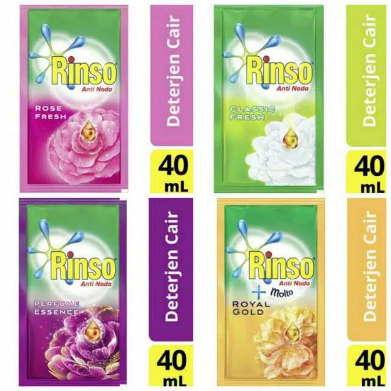 Jual RINSO CAIR SACHET ISI 12 PCS X 40 ML DETERJEN ANTI NODA+ MOLTO ...
