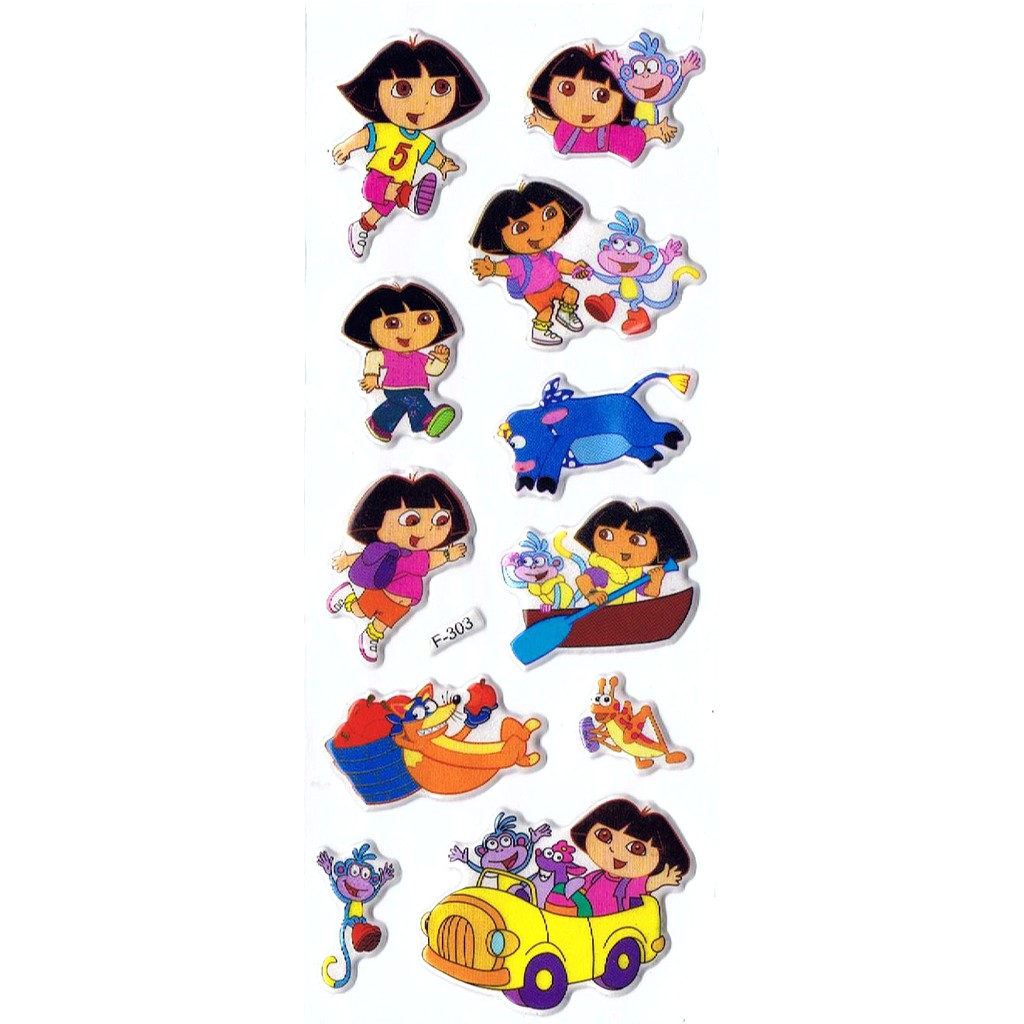 Jual SK391 Stiker Sticker Timbul Set Strip Aneka Gambar Kartun Dora ...