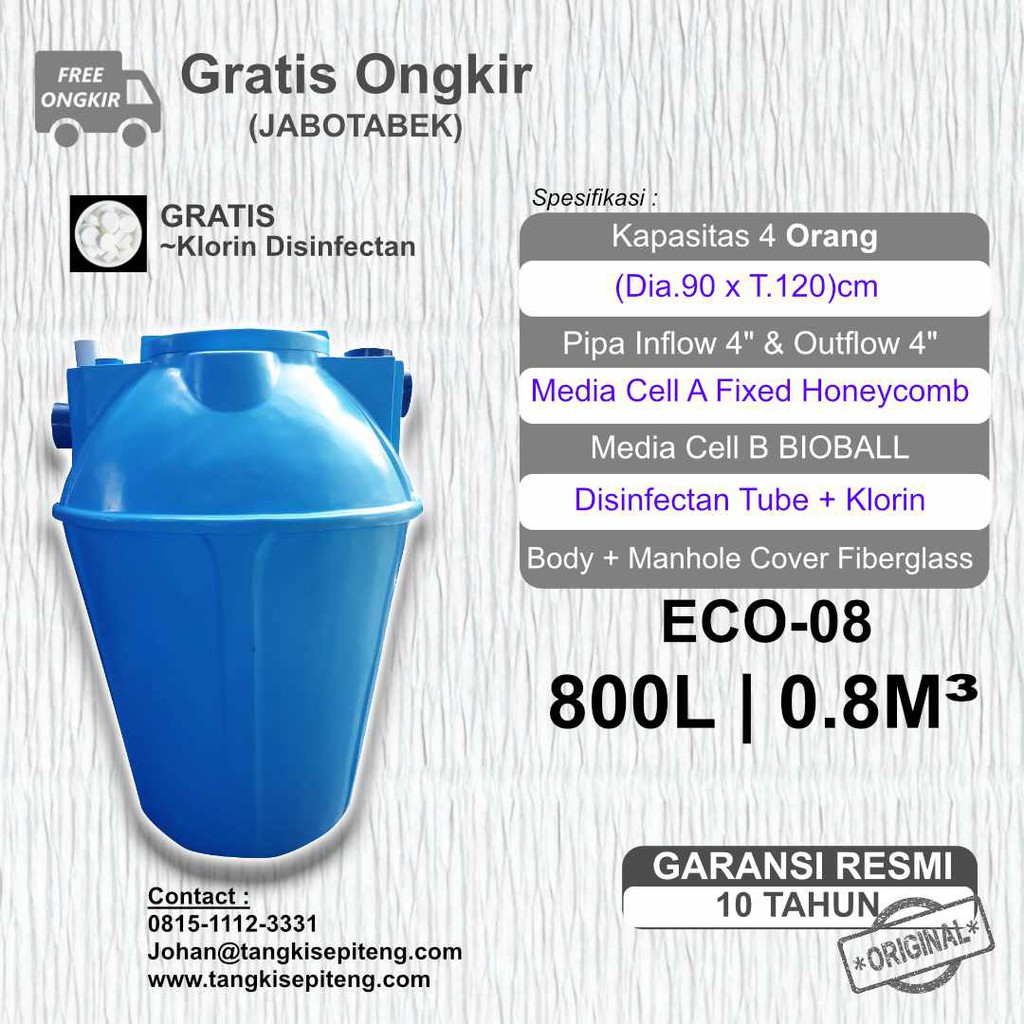 Jual BIOFIL 800 Liter Vertikal - BIOTANK , BIOTECH , BIO SEPTIC TANK ...