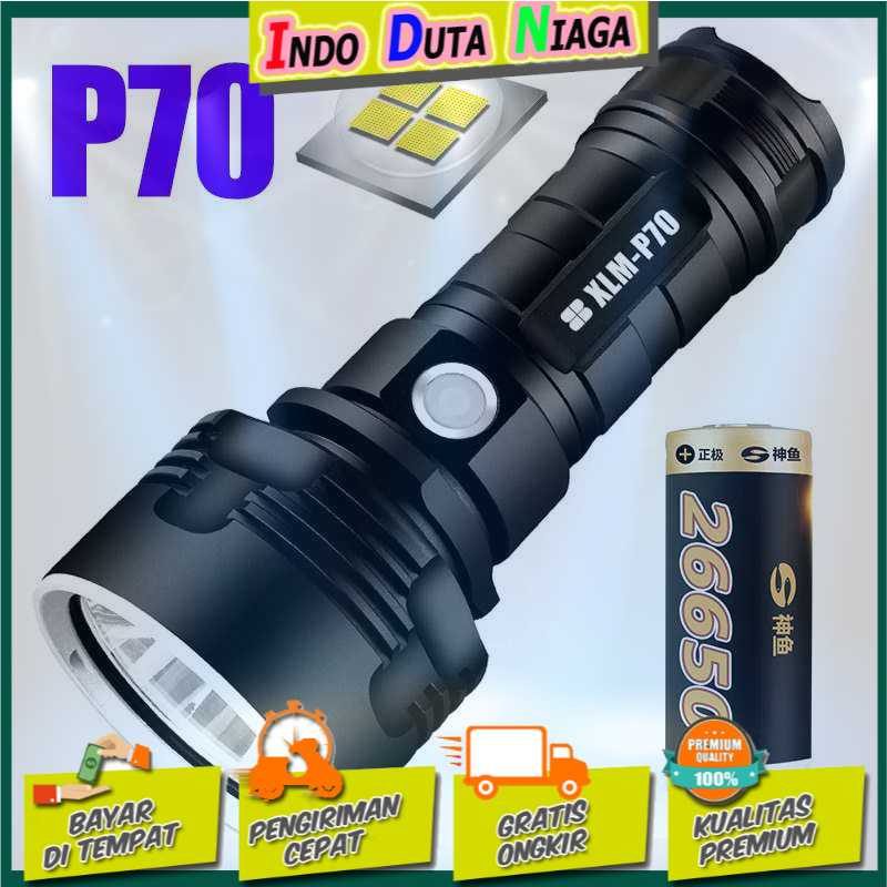 Jual IDN TOOLS - Senter LED USB Rechargeable P70 XHP50 50W 1000 Lumens ...