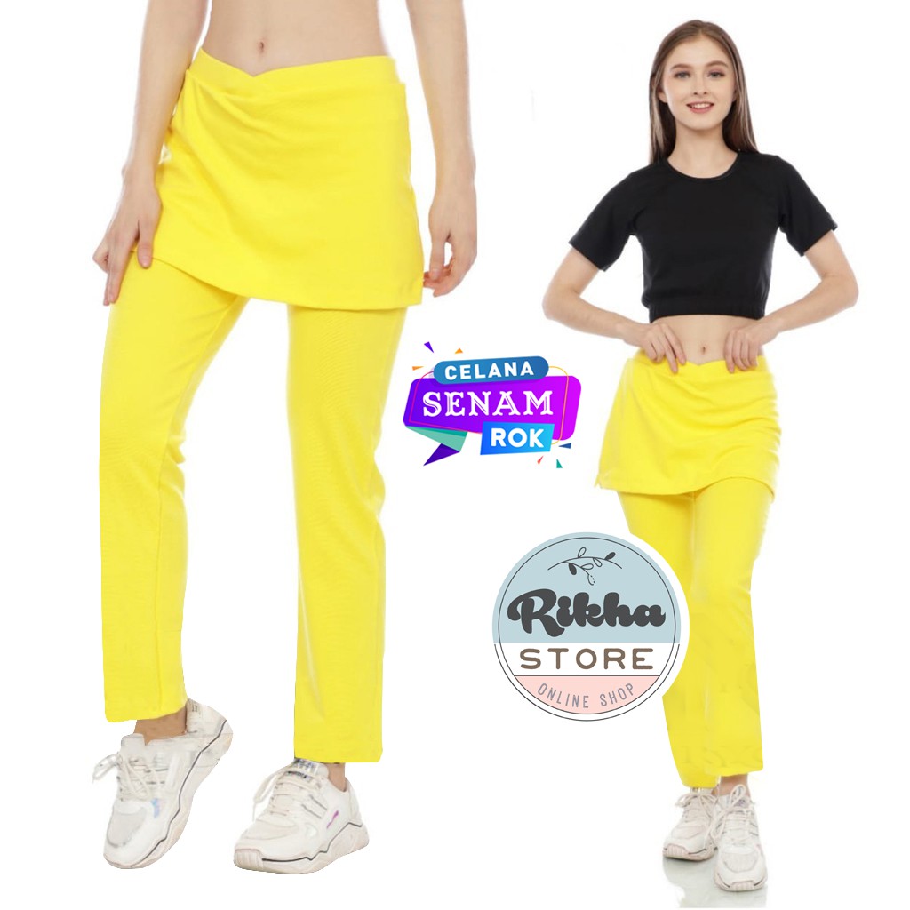 Jual Celana Senam Plus Rok Kuning Celana OlahRaga Wanita Training ...