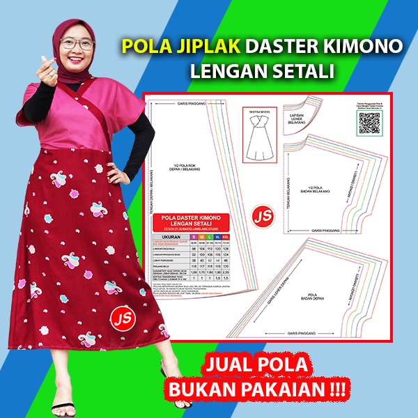 Jual Pola Jiplak Daster Kimono Lengan Setali [ Pola Baju Jamblang Studio ] | Shopee Indonesia