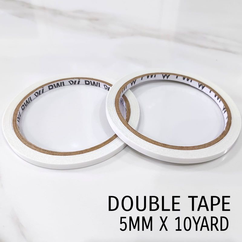 Jual Double Tape 5mm x 10yard PWI / Double side tape | Shopee Indonesia