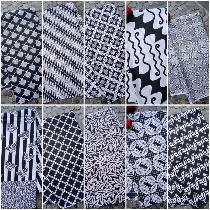 Jual KAIN BATIK PRINT PUTIHAN / KAIN BATIK MONOKROM HITAM PUTIH BATIK ...
