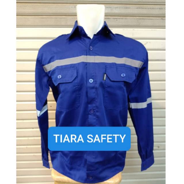 Jual Seragam Kerja Atasan Safety Lengan Panjang Biru BCA Murah | Shopee ...