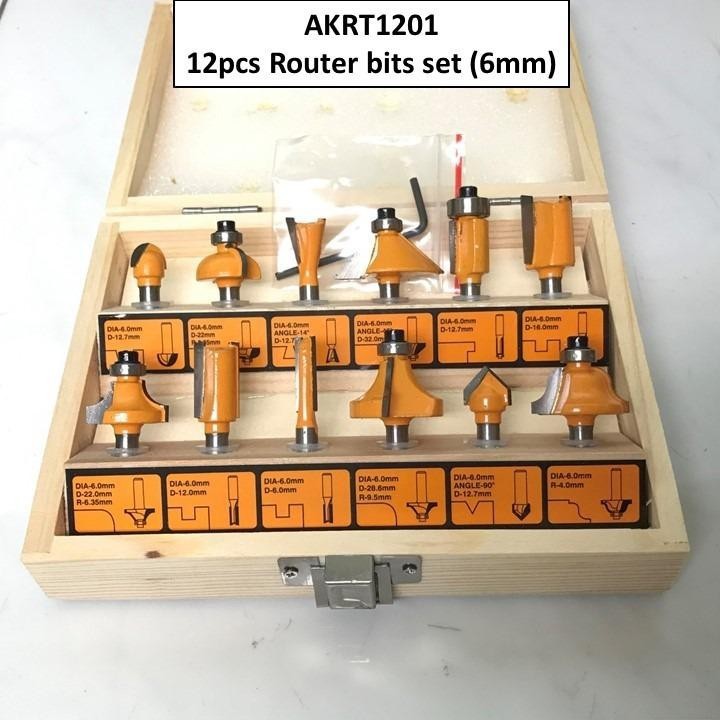 Jual MATA PROFIL KAYU MATA ROUTER MATA TRIMMER SET 12PCS INGCO AKRT1201 ...