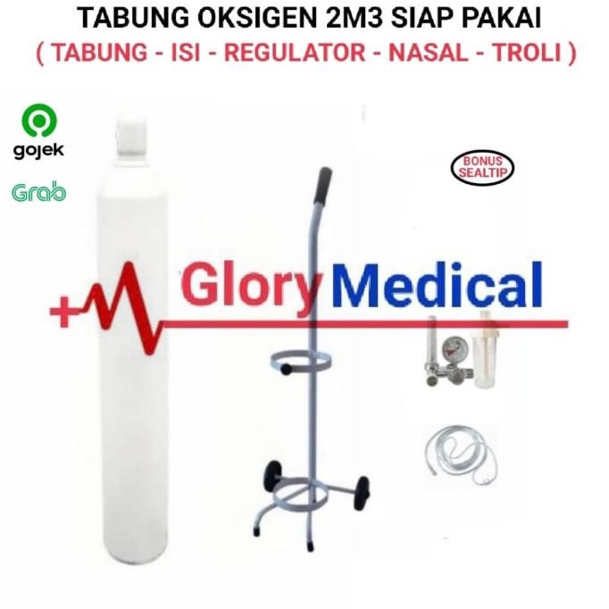Jual Tabung Oksigen 2m3/ 2 Kubik Lengkap ( isi + regulator + nasal ) Siap p | Shopee Indonesia