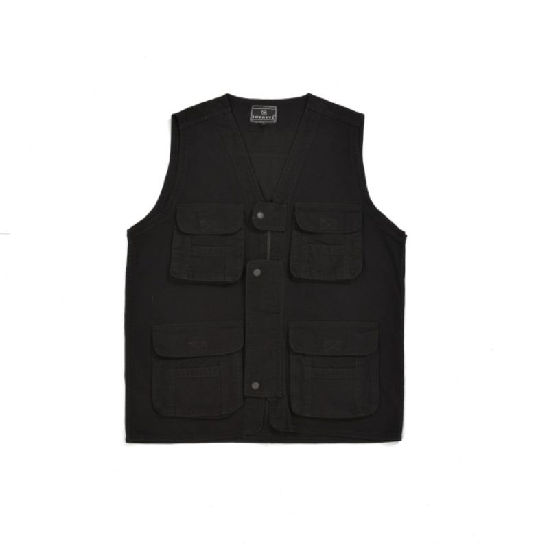 Jual Rompi Kanvas Hitam Pria Vest Tactical Lapangan Cargo Rompi ...