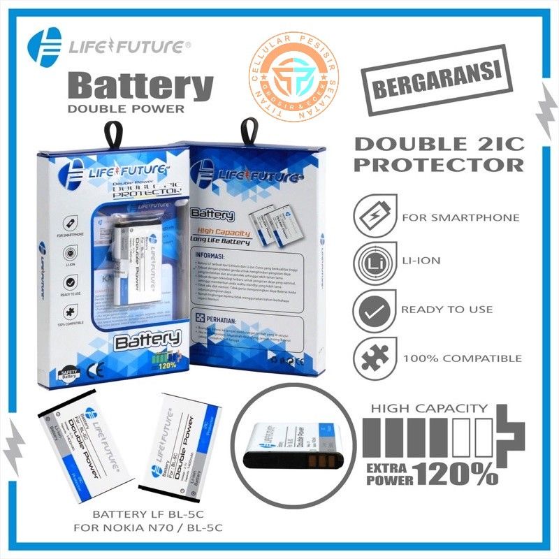 Jual BATTERY / BATERAI DOUBLE POWER LIFE FUTURE NOKIA BL-5C ORIGINAL GARANS | Shopee Indonesia