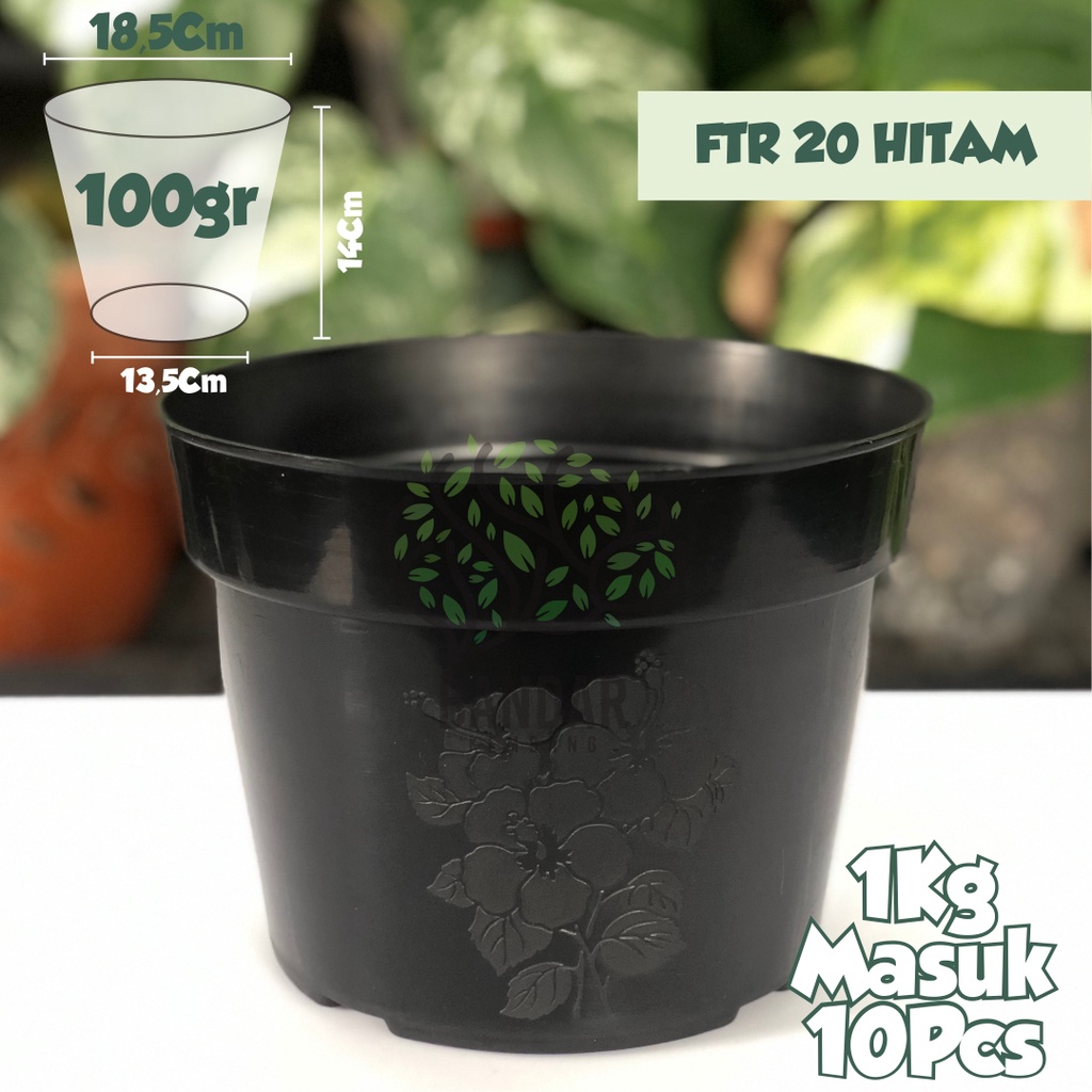 Jual Pot Tanaman Hias Plastik FTR Ukuran 20 Hitam Pot Bunga Hias Cantik ...