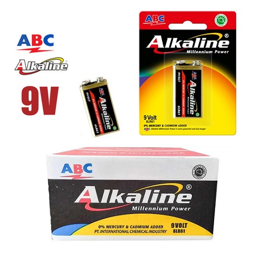 Jual Battery ABC Alkaline 9V 6LR61 Baterai Batre Alkaline Kotak 9volt ...