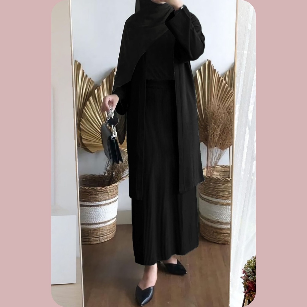 Jual Yurika One Set Rok Span + Cardigan Rajut Tebal Lembut 2 in 1 ...