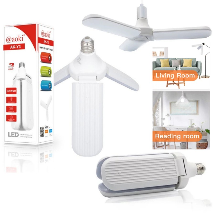 Jual Lampu LED 30w Model Kipas Fan Blade Bisa Lipat Sangat Terang ...