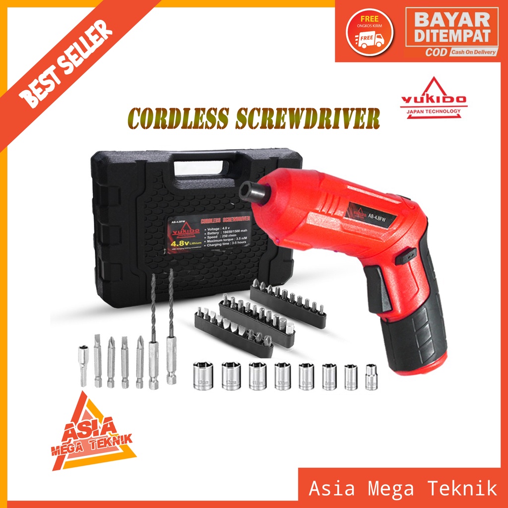 Jual YUKIDO Cordless screwdriver USB Obeng Listrik Tanpa Kabel 4.8 V ...