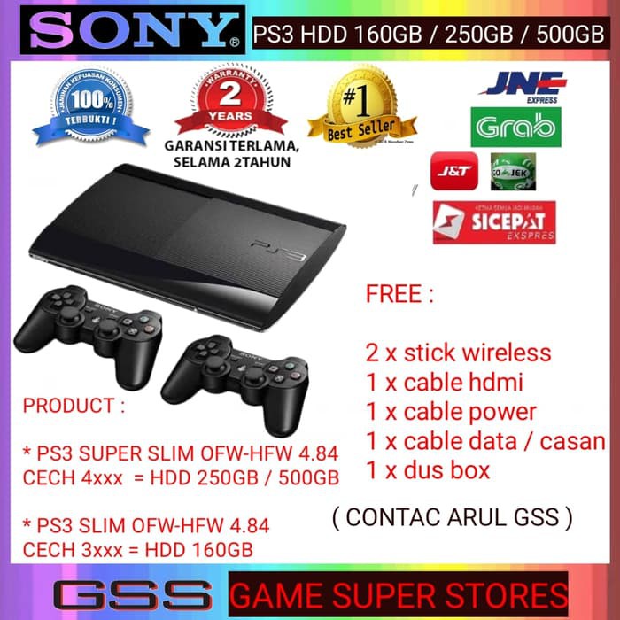 Jual Ps3 Slim / Super Slim OFW - HFW Hdd 500Gb / 250gb / 160gb | Shopee Indonesia